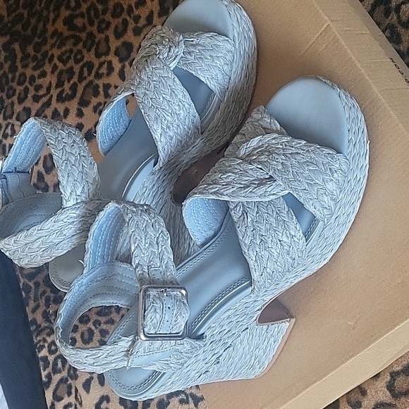 River Island | Shoes | River Island Blue Raffia Sandals | Poshmark